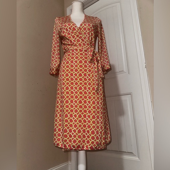 JB by Julie Brown | Dresses | Jb By Julie Brown Orange And White Wrap ...